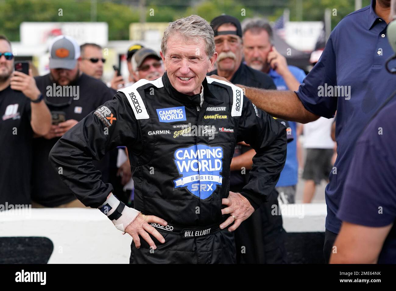 Bill Elliott waits for the start of an SRX Series auto race Saturday ...
