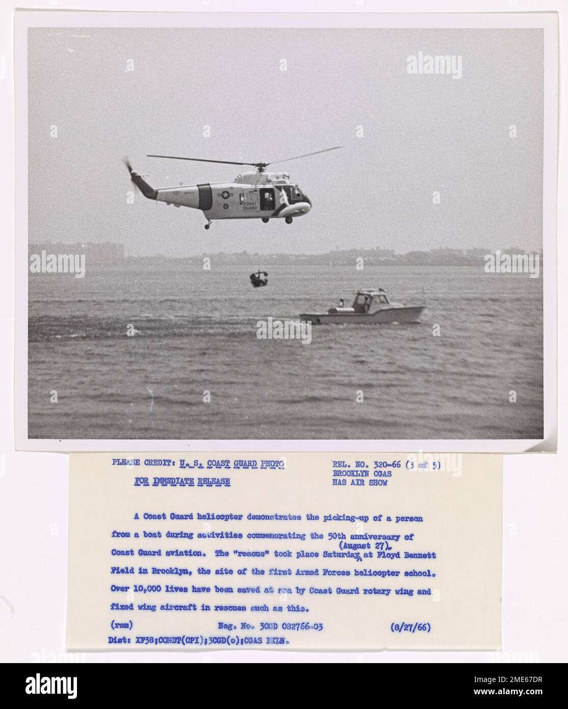 A Coast Guard helicopter performs a demonstration at Floyd Bennett ...