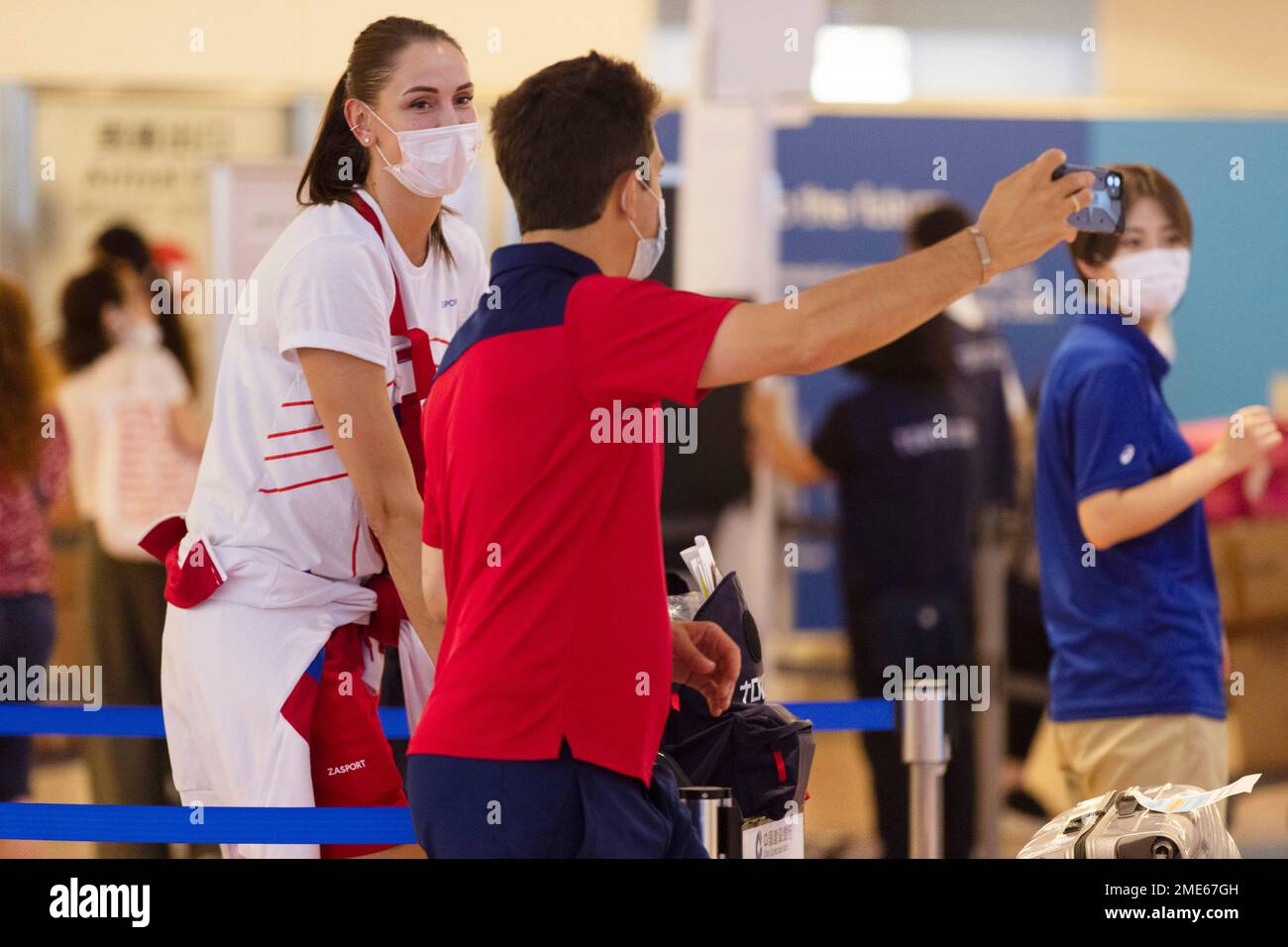 A Russian athlete arrives for the Tokyo 2020 Summer Olympic and ...