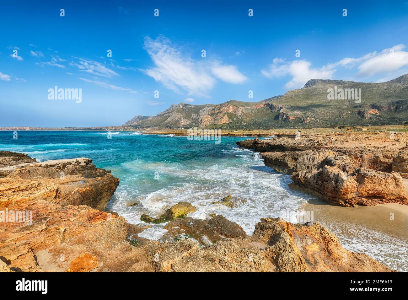 Picturesque seascape of Isolidda Beach near San Vito cape. Popular ...