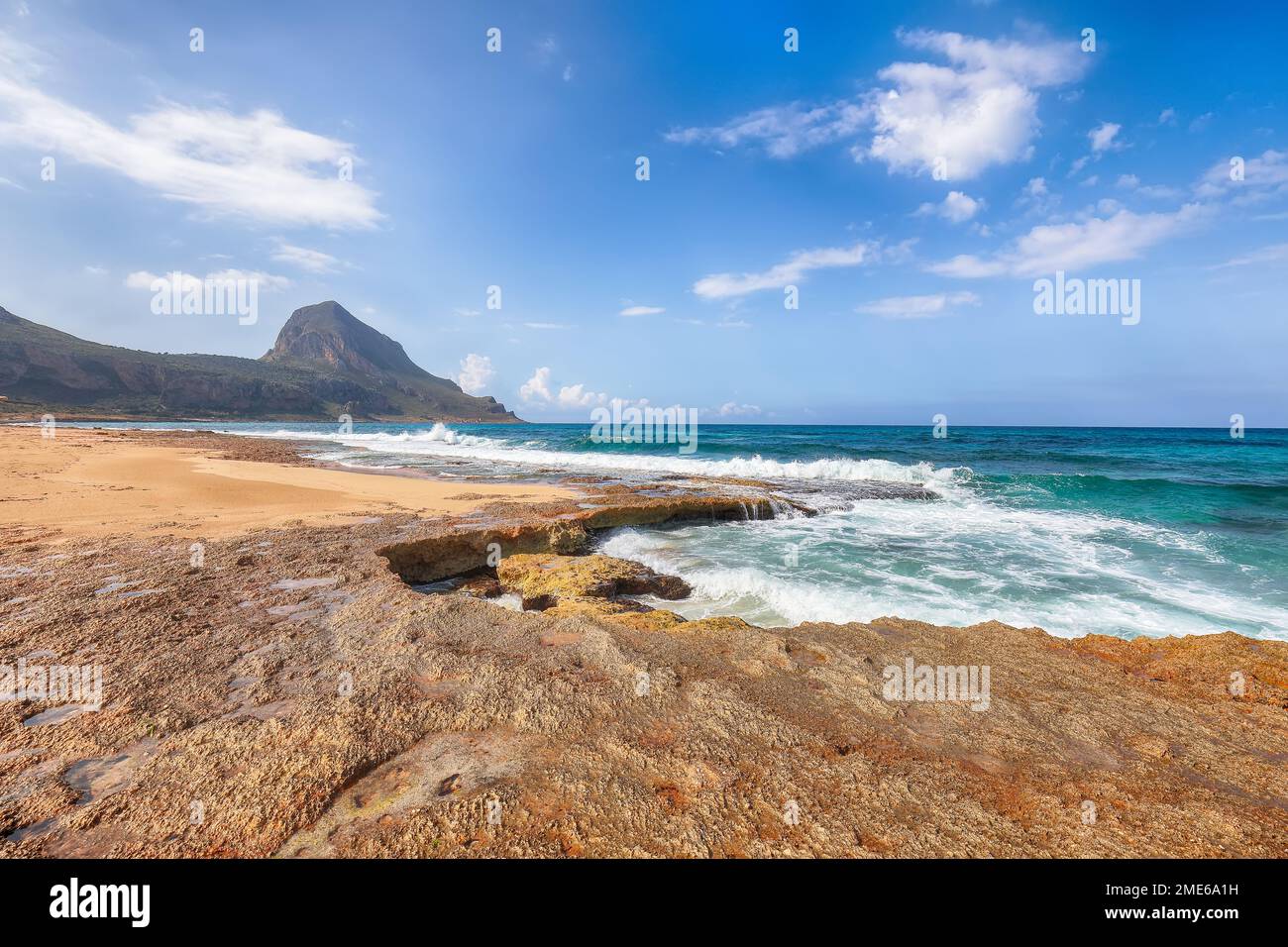 Picturesque seascape of Isolidda Beach near San Vito cape. Popular ...
