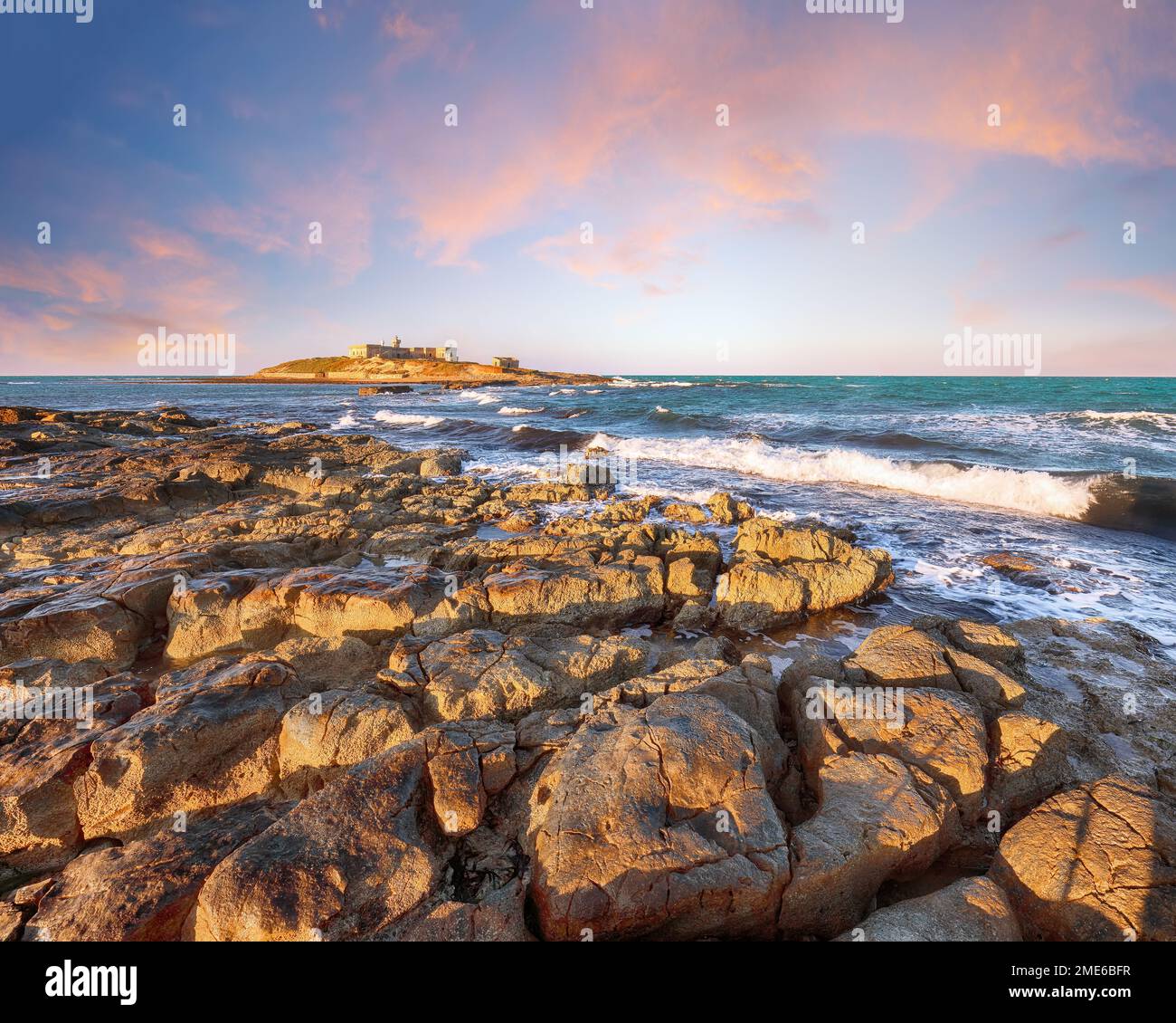 Dramatic morning scene of awesome spring seascape on the Passero cape ...