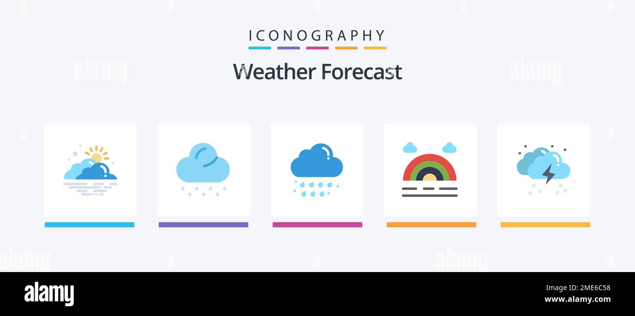 Weather Flat 5 Icon Pack Including rain. cloud. cloud. weather ...