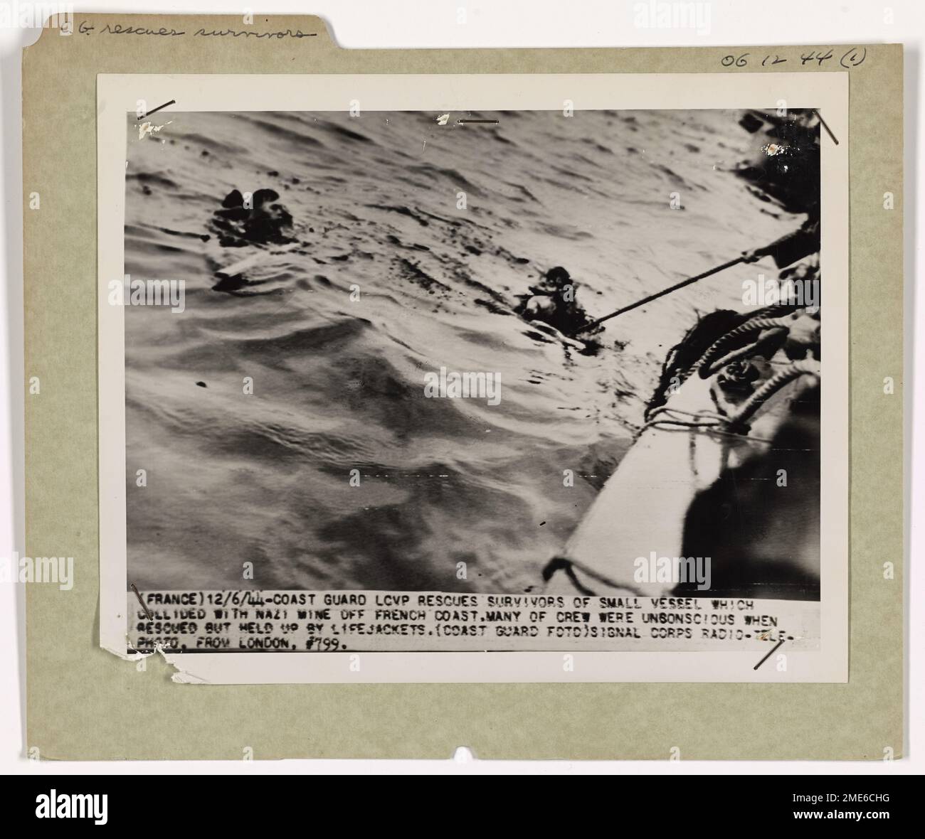 The Coast Guard LCVP rescues survivors of a vessel that collided with a ...