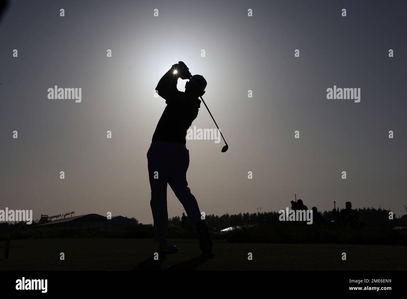 South Africa's Louis Oosthuizen tees off from the 18th hole during the ...