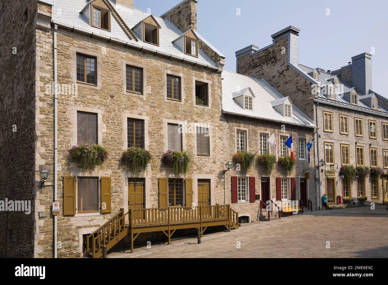 Old stone buildings in place royale in old quebec hi-res stock ...