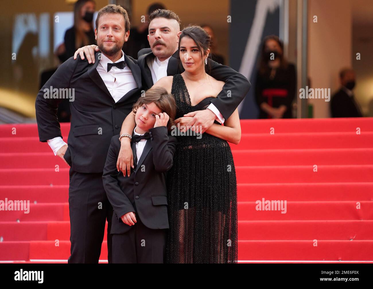 Director Joachim Lafosse, from left, Gabriel Merz Chammah, Leila Bekhti ...