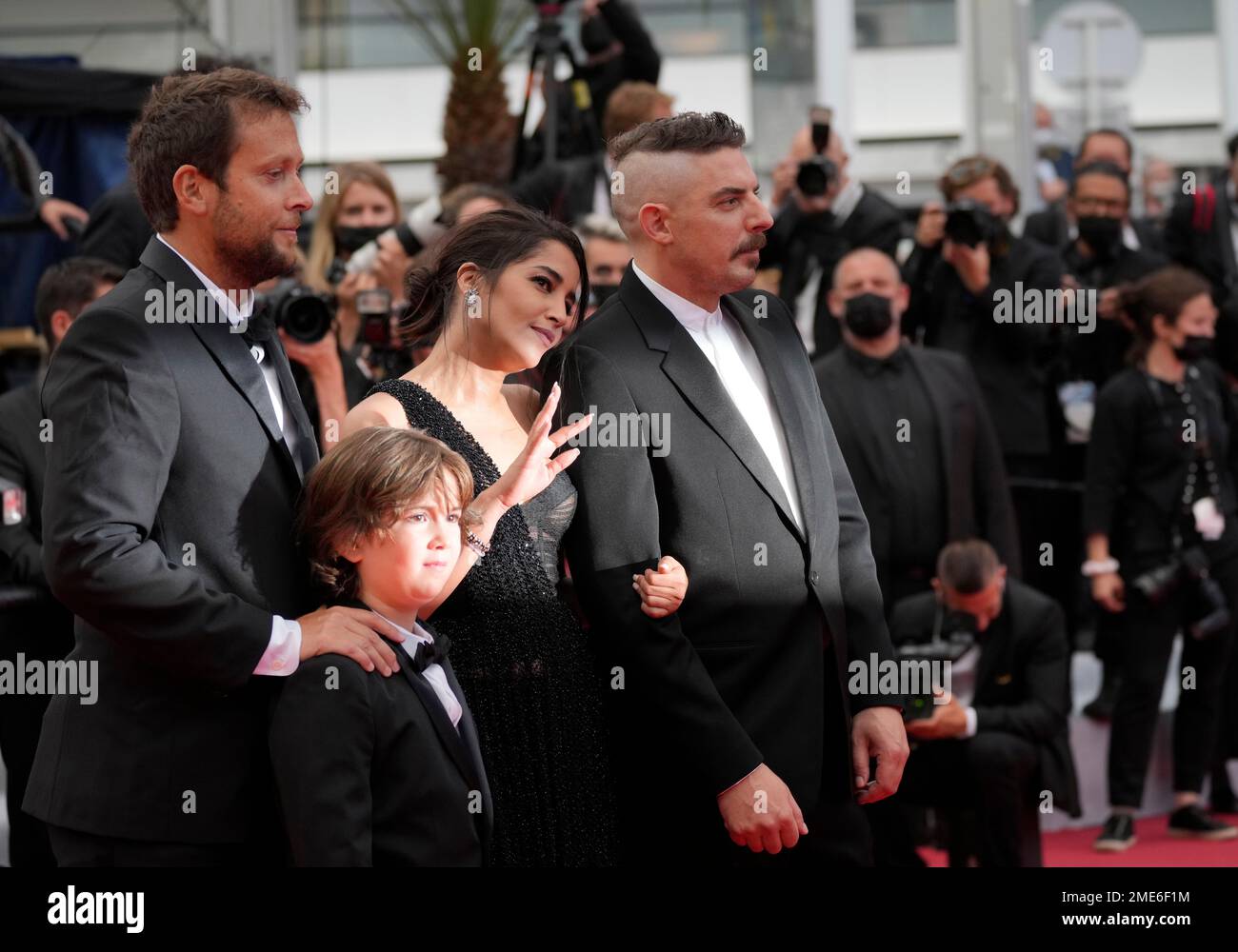 Director Joachim Lafosse, from left, Gabriel Merz Chammah, Leila Bekhti ...