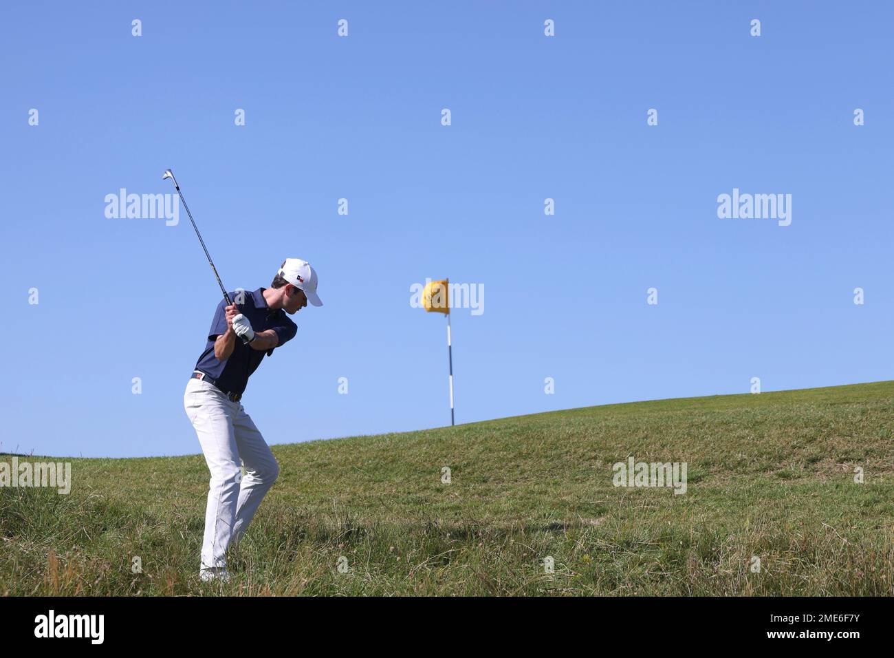 United States' Cole Hammer plays onto the 10th green during the second ...