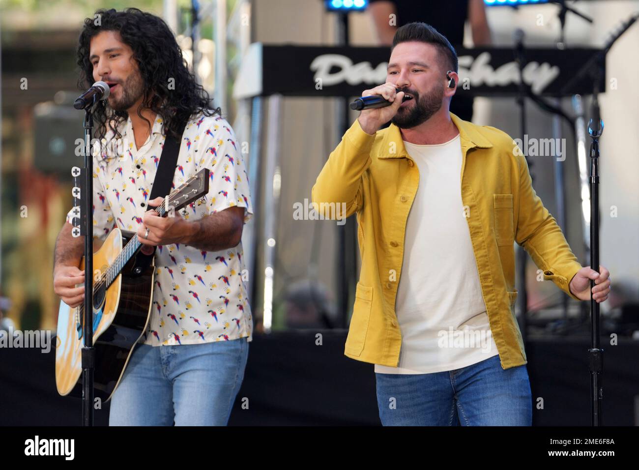 Dan Smyers, left, and Shay Mooney from the duo Dan + Shay perform on ...