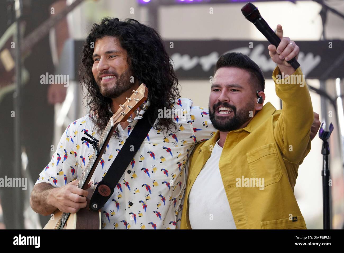 Dan Smyers, left, and Shay Mooney from the duo Dan + Shay perform on ...