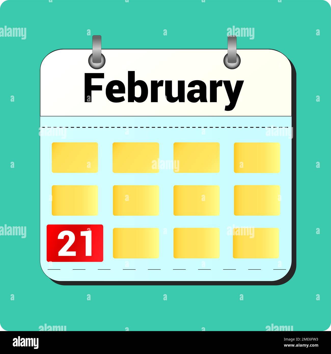 calendar vector drawing, date February 12 on the page Stock Vector ...