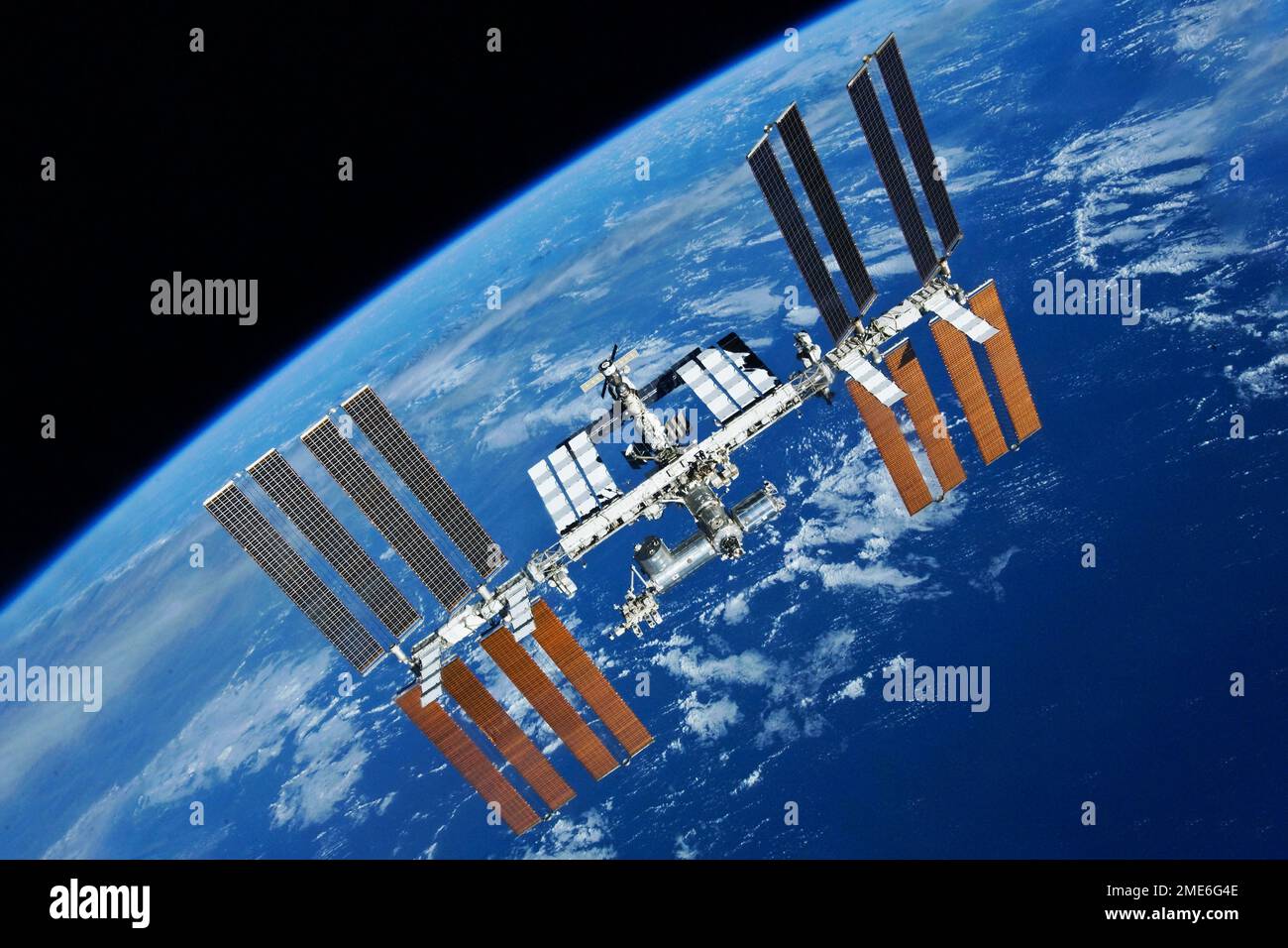International Space Station above the Earth. Elements of this image ...
