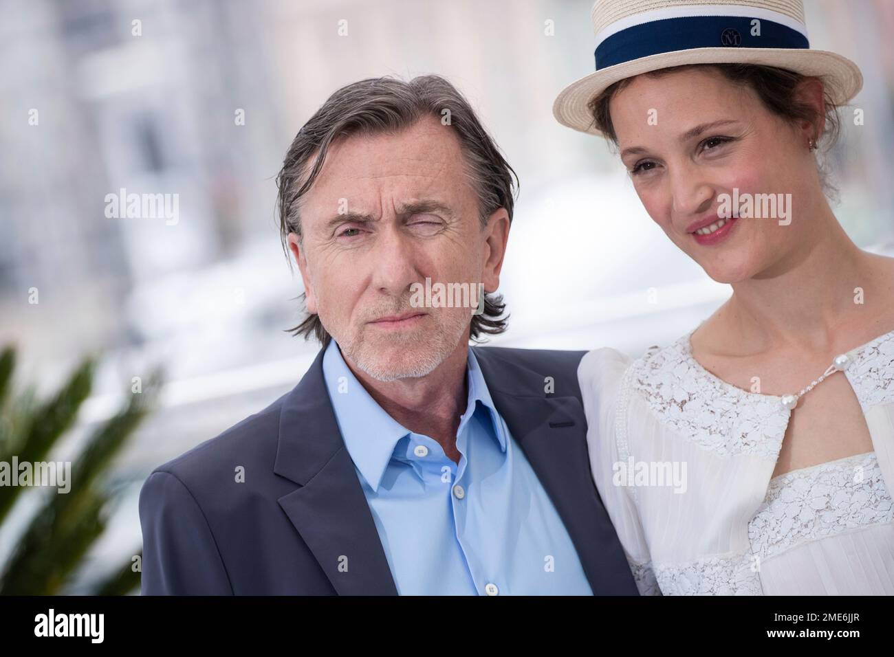 Tim Roth, left, and Vicky Krieps pose for photographers at the photo ...