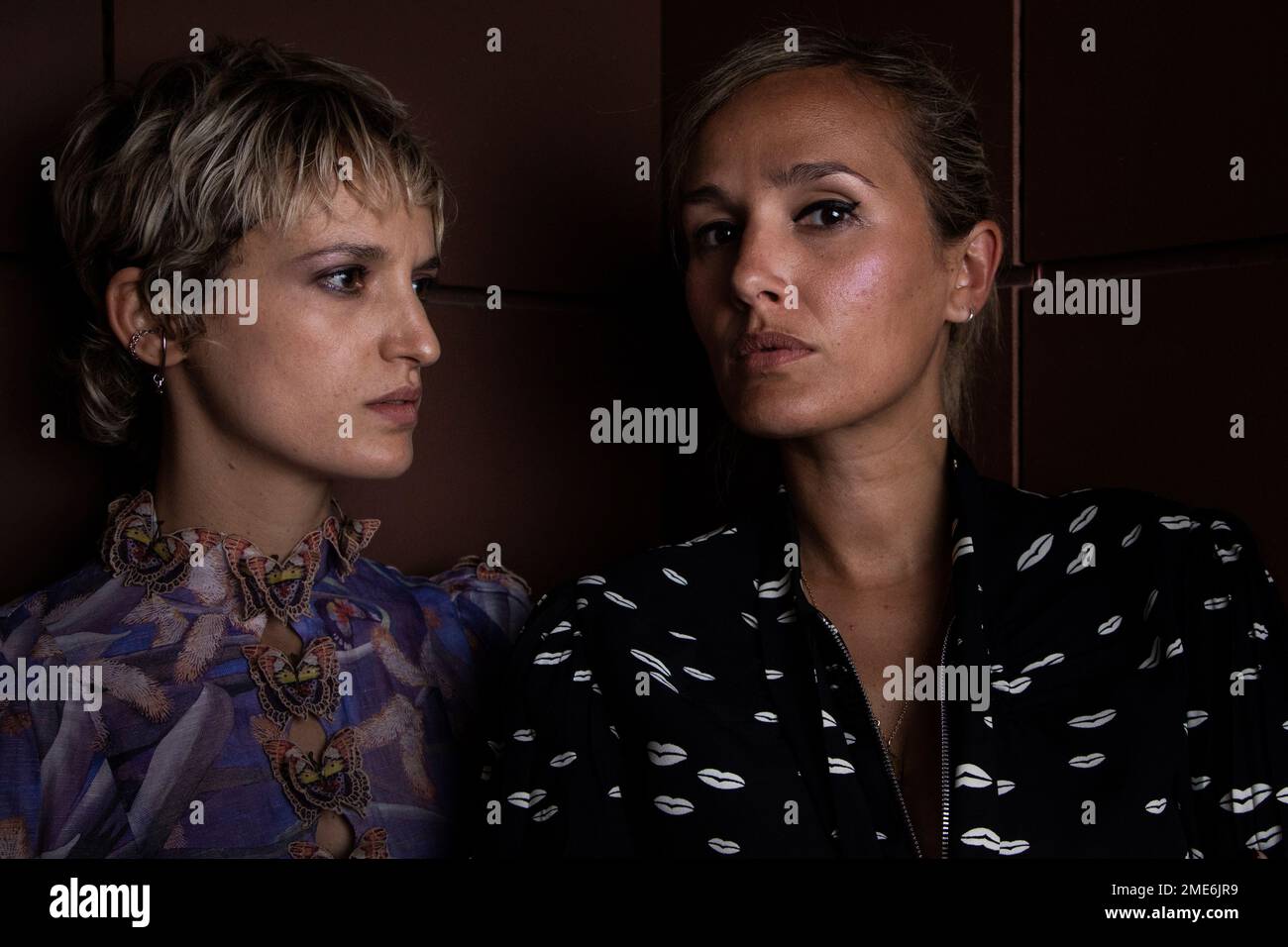 Agathe Rousselle, left, and director Julia Ducournau pose for portrait ...