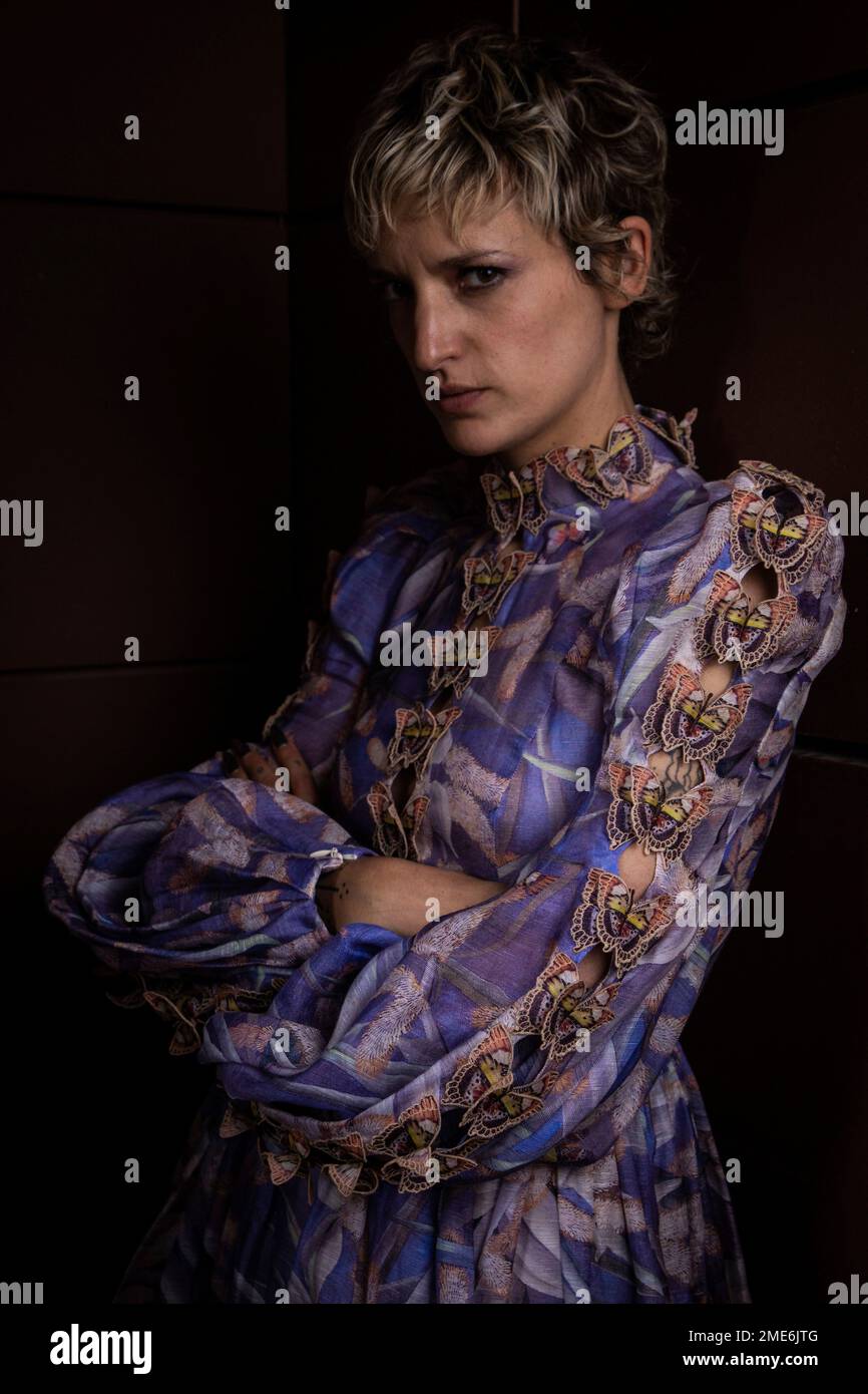 Agathe Rousselle poses for portrait photographs for the film 'Titane ...