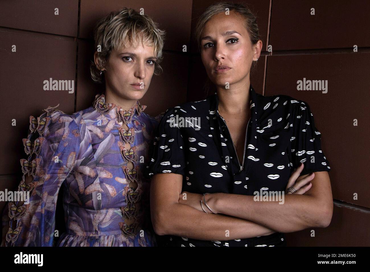 Agathe Rousselle, left, and director Julia Ducournau pose for portrait ...