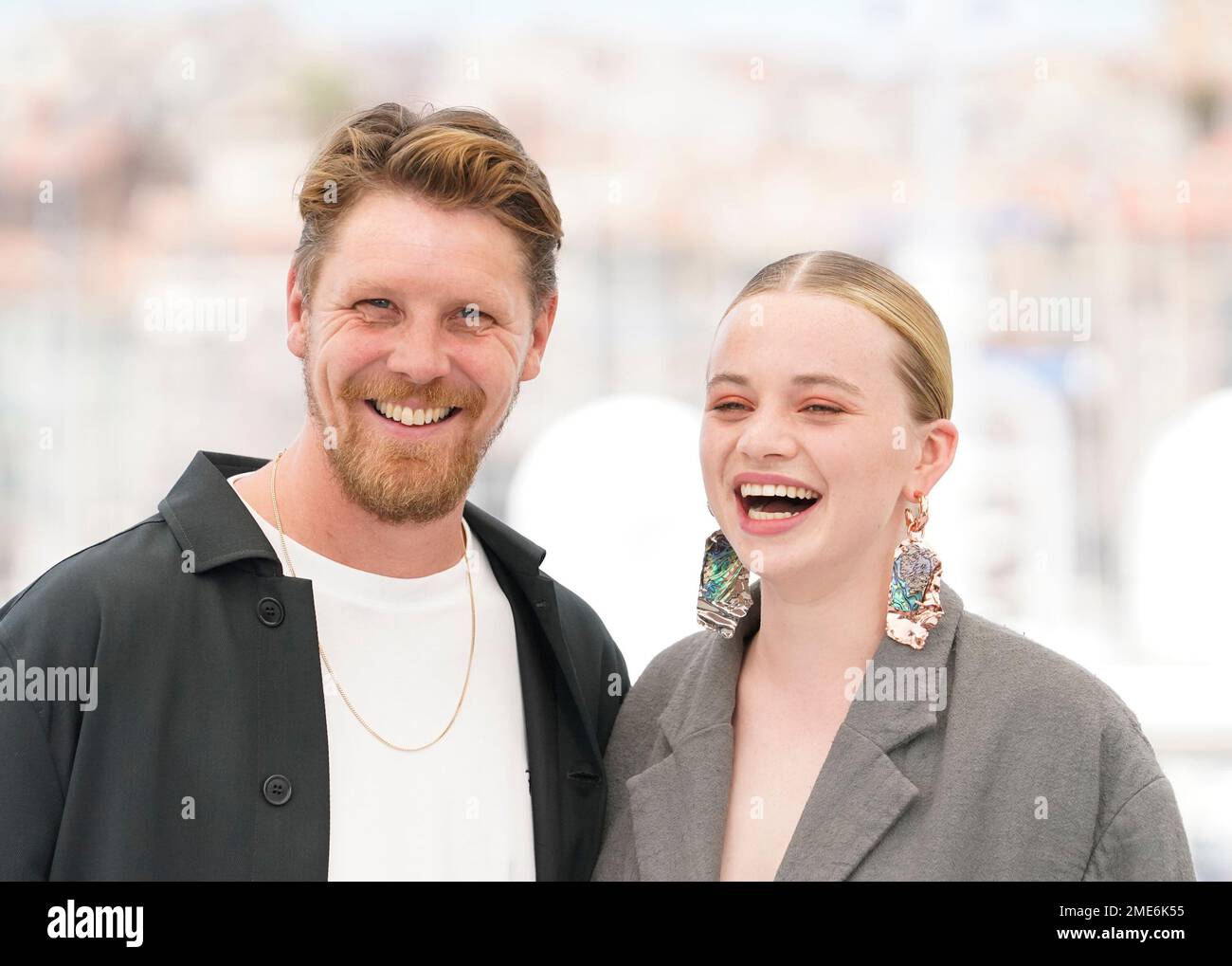 Gijs Naber, left, and Luna Wedler pose for photographers at the photo ...