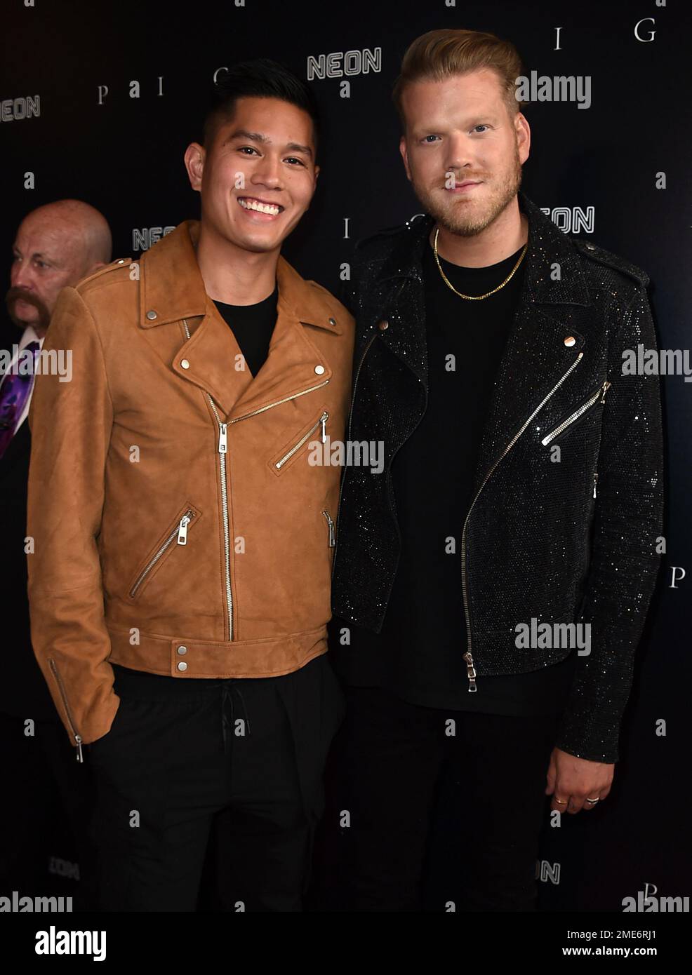 Mark Manio and Scott Hoying arrive at the Los Angeles premiere of "Pig ...