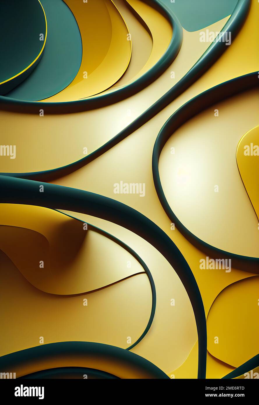 Colorful yellow wavy shapes abstract background. Decorative vertical ...