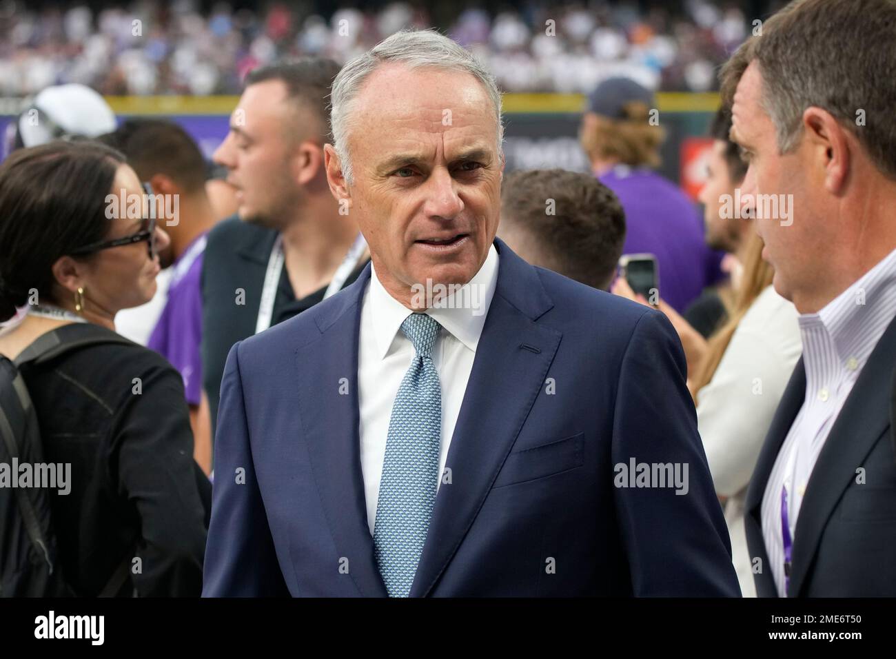 MLB Commisioner Rob Manfred watches batting practice prior to the MLB ...