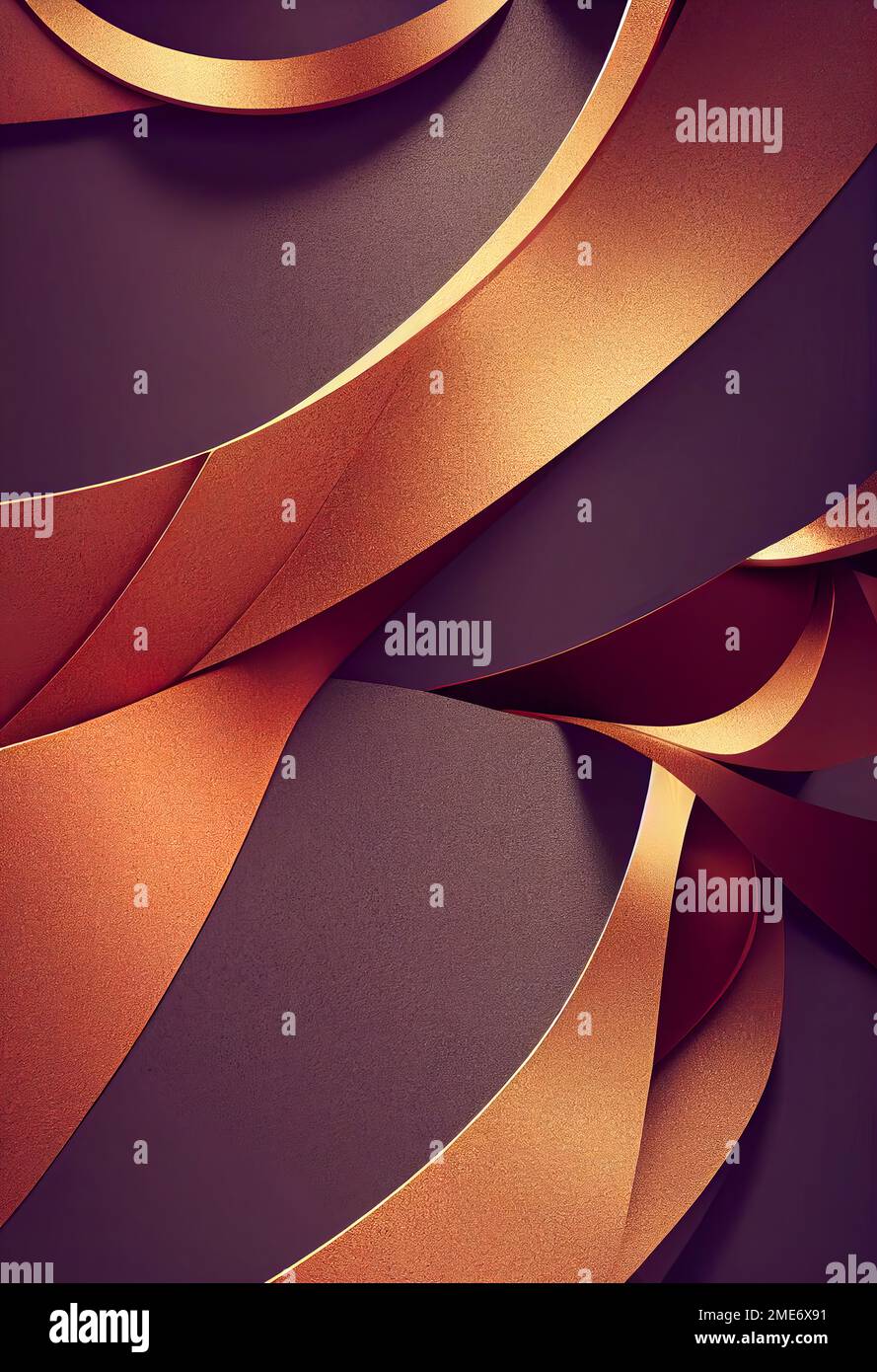 Gold and violet wavy shapes abstract background. Decorative vertical ...