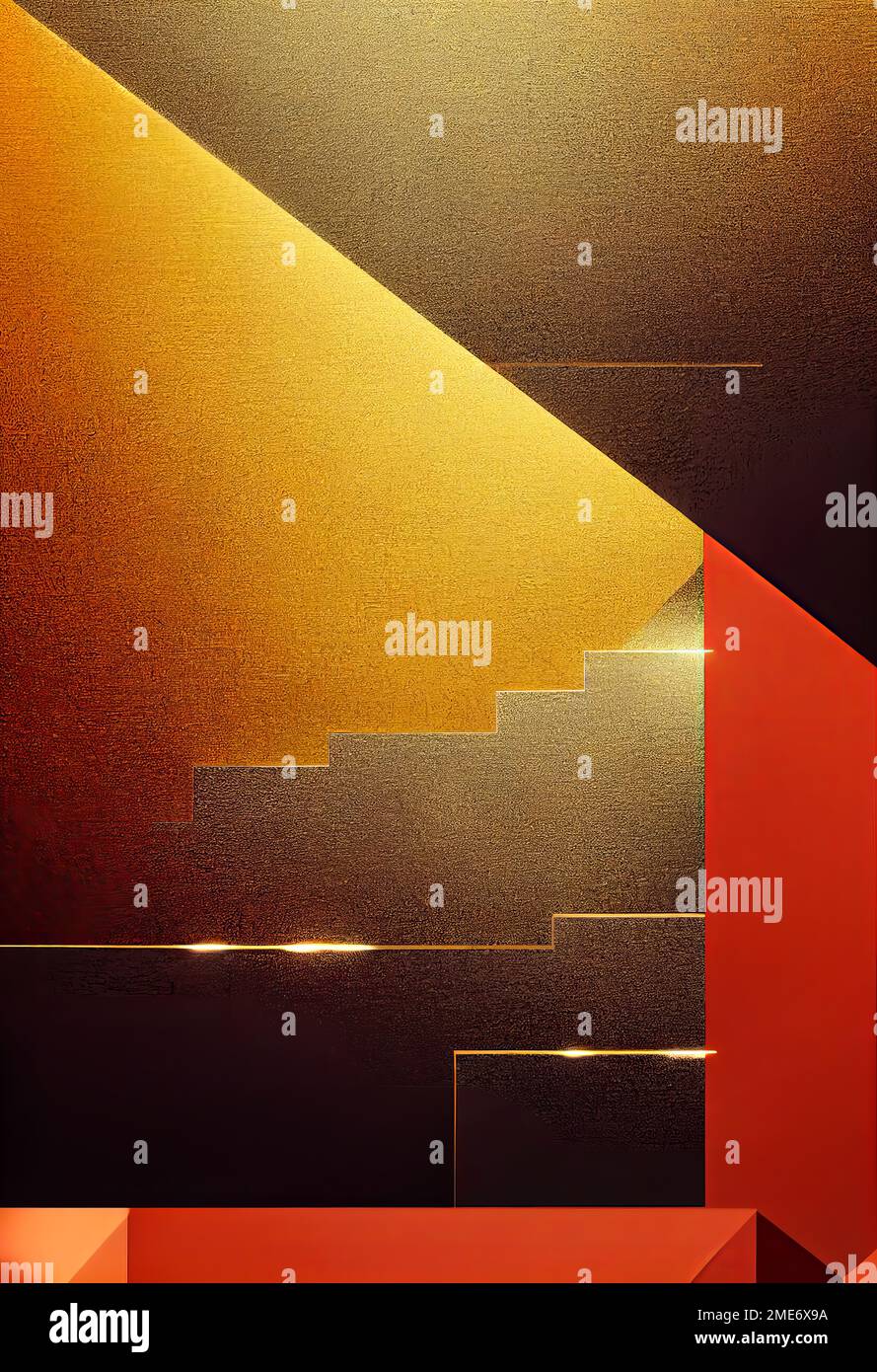 Gold and red wavy shapes abstract background. Decorative vertical ...