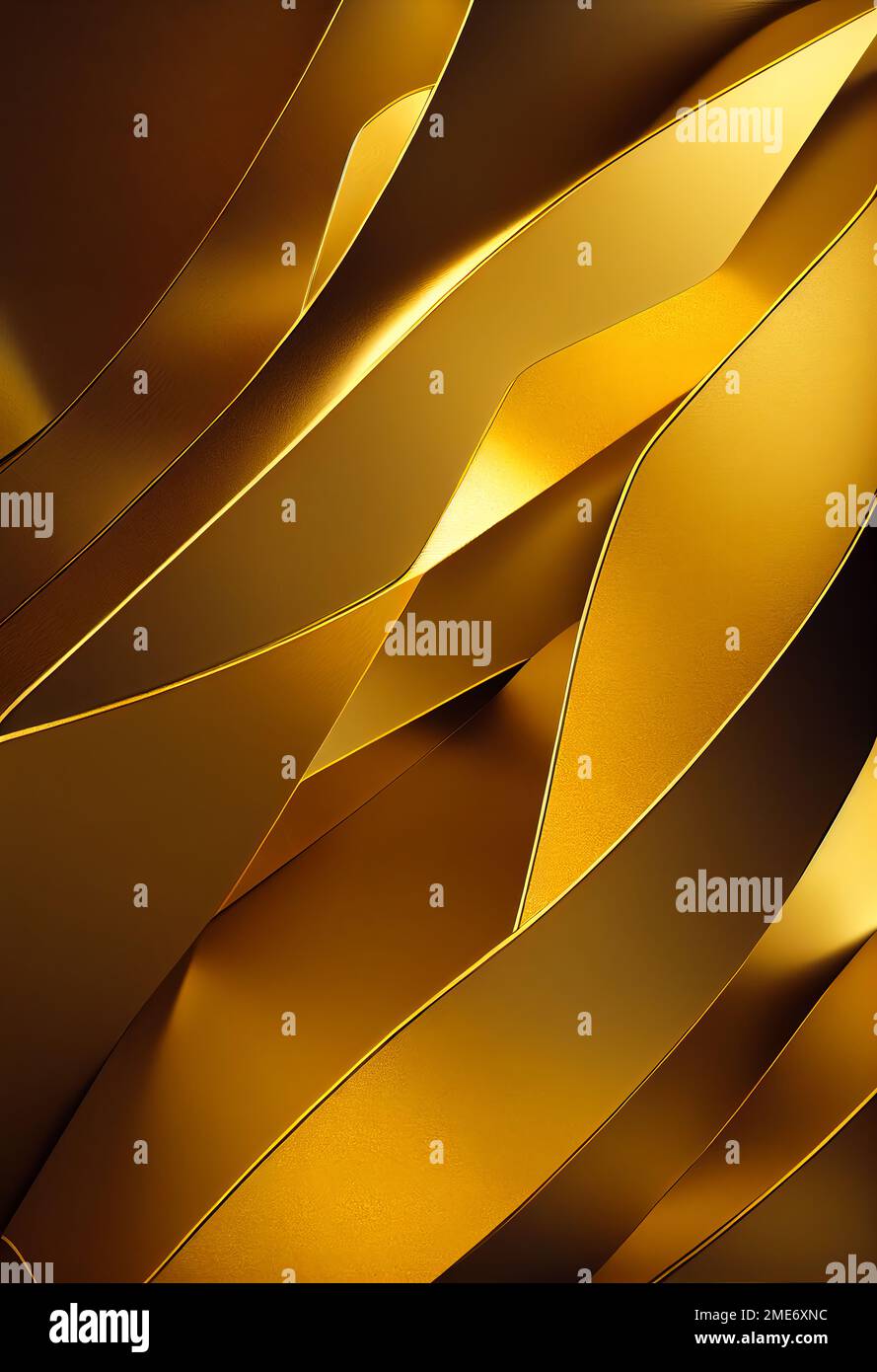 Gold and yellow wavy shapes abstract background. Decorative vertical ...