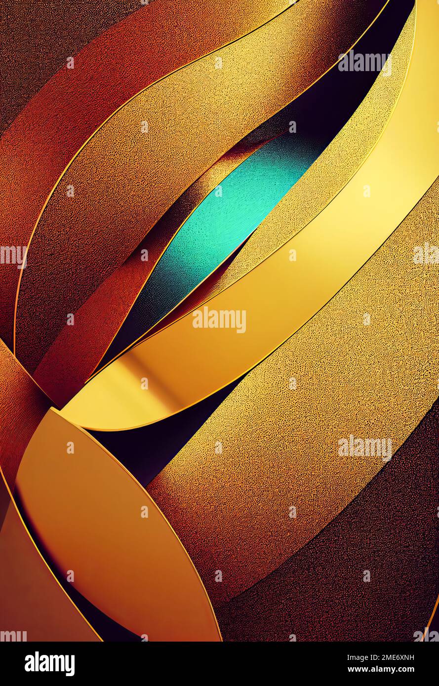 Gold and yellow wavy shapes abstract background. Decorative vertical ...