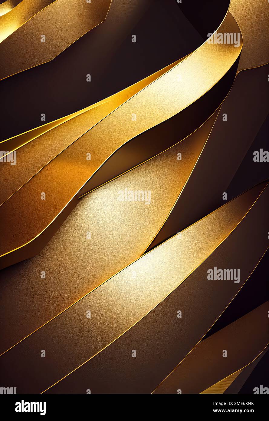 Gold and yellow wavy shapes abstract background. Decorative vertical ...