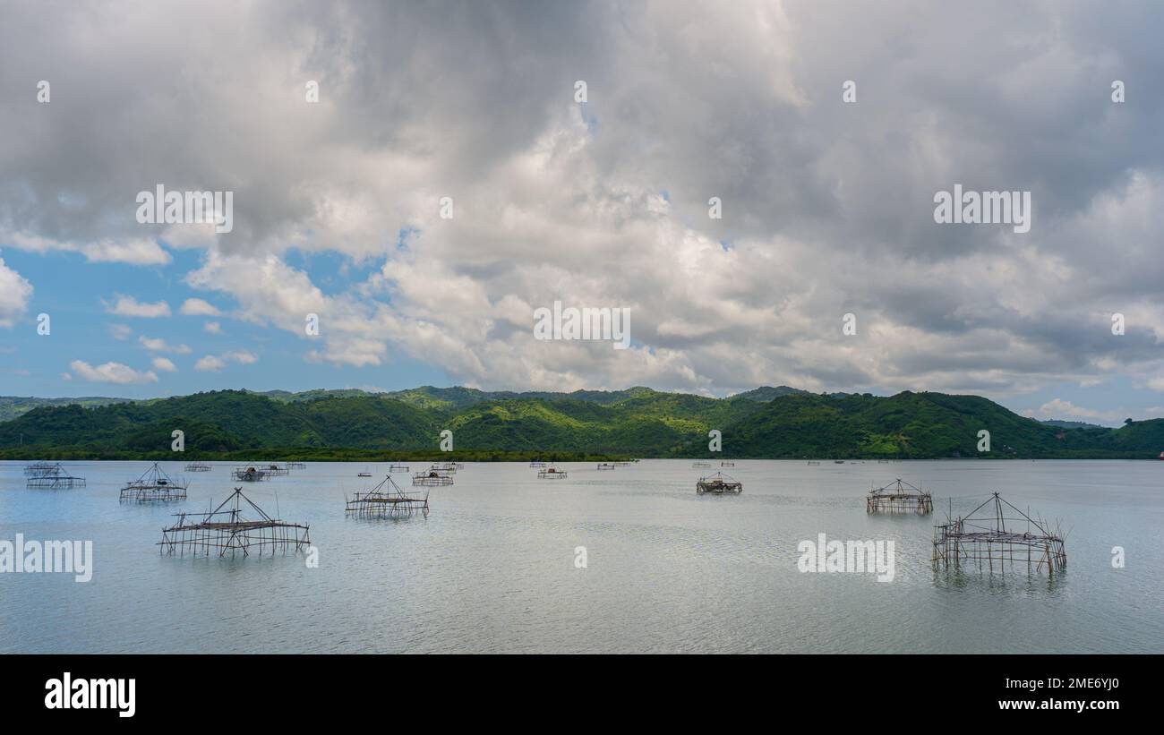 view of fish ponds, pearls during the day at sea Stock Photo - Alamy