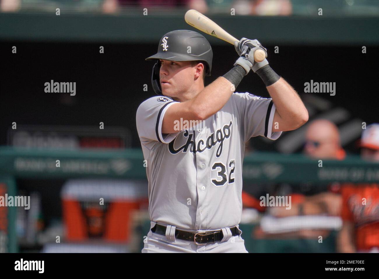 Chicago White Sox's Gavin Sheets waits for a pitch from the Baltimore ...
