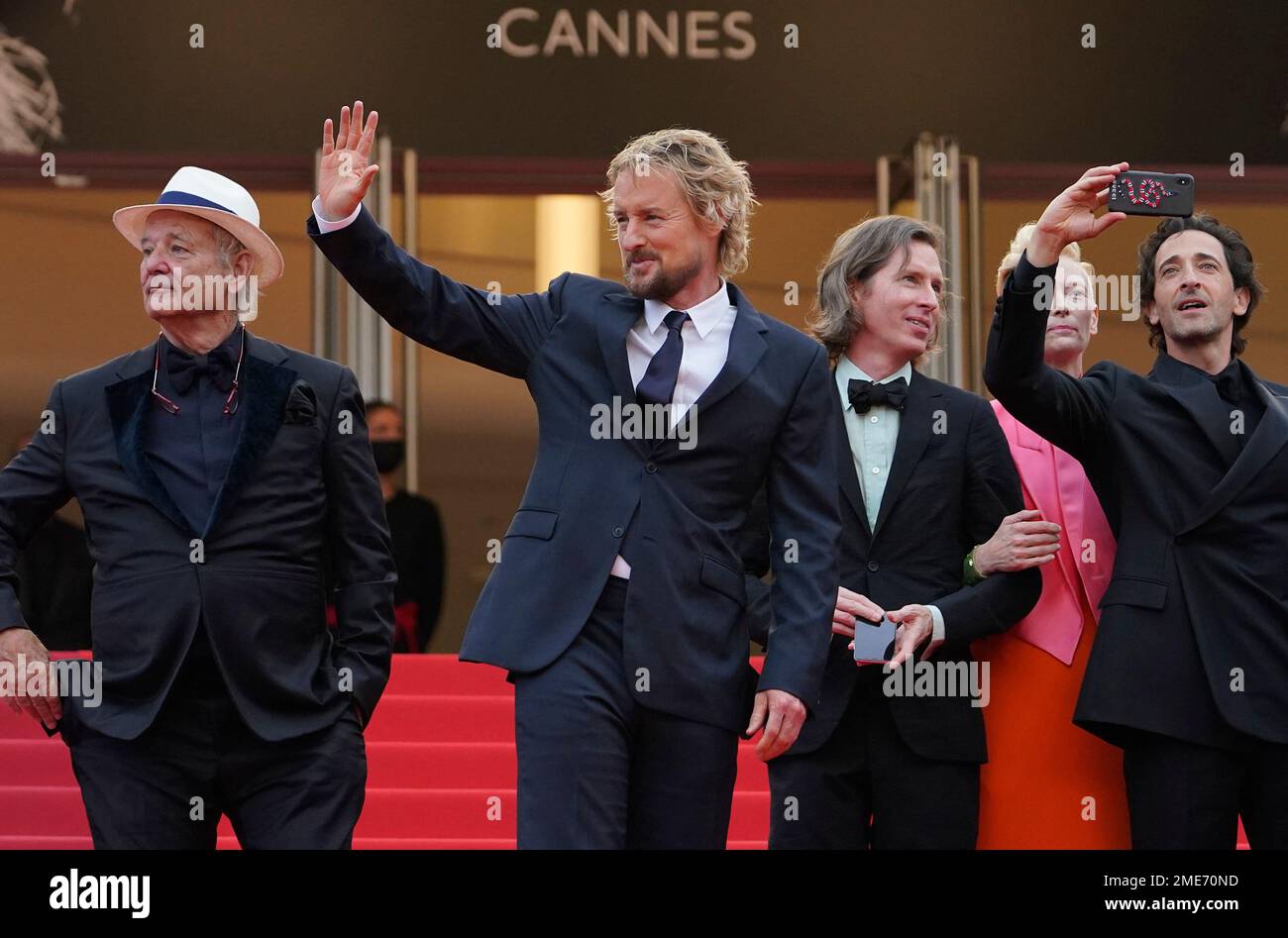 Bill Murray, from left, Owen Wilson, director Wes Anderson, Tilda ...