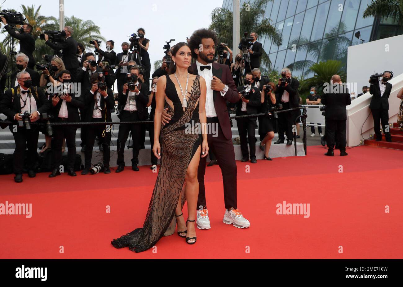 Clarisse Alves, left, and Marcelo poses for photographers upon arrival ...