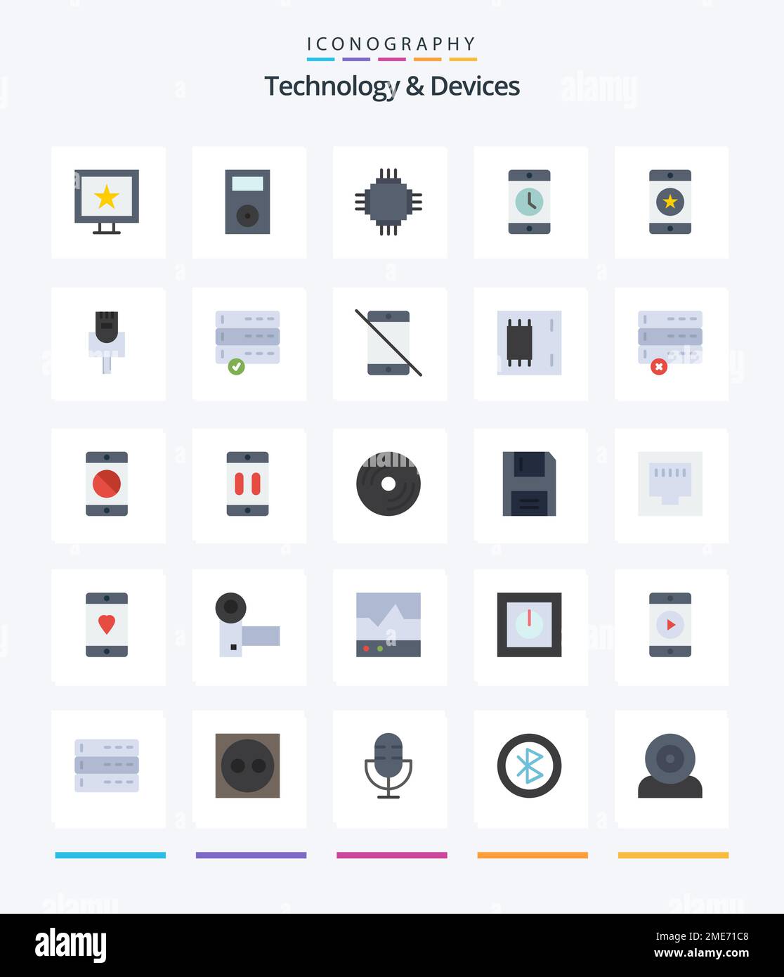 Creative Devices 25 Flat icon pack Such As smartphone. mobile. chip ...