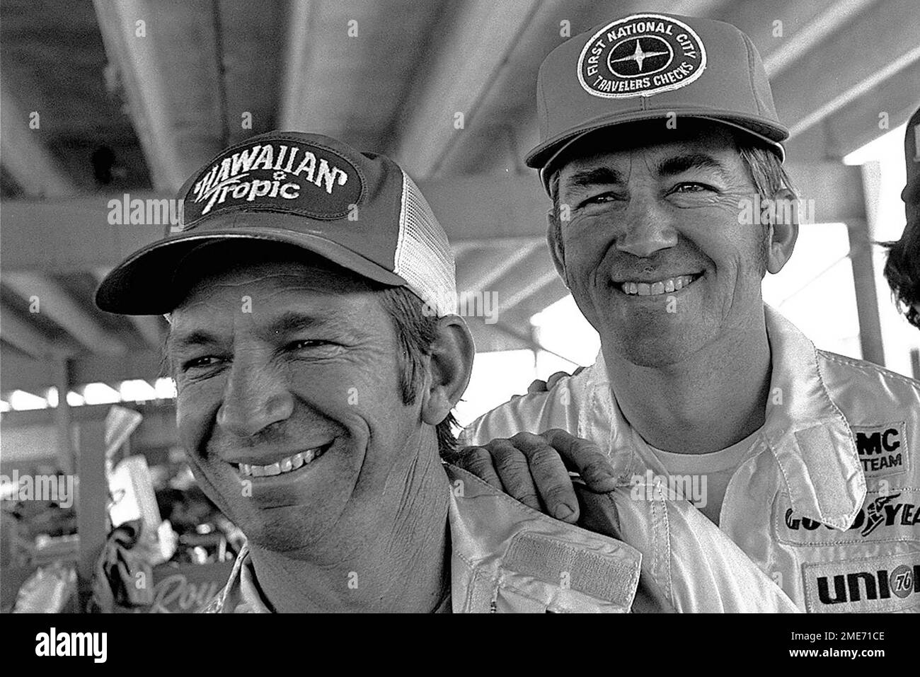 FILE - Donnie Allison , left, and Bobby Allison smile in Talladega, Ala ...