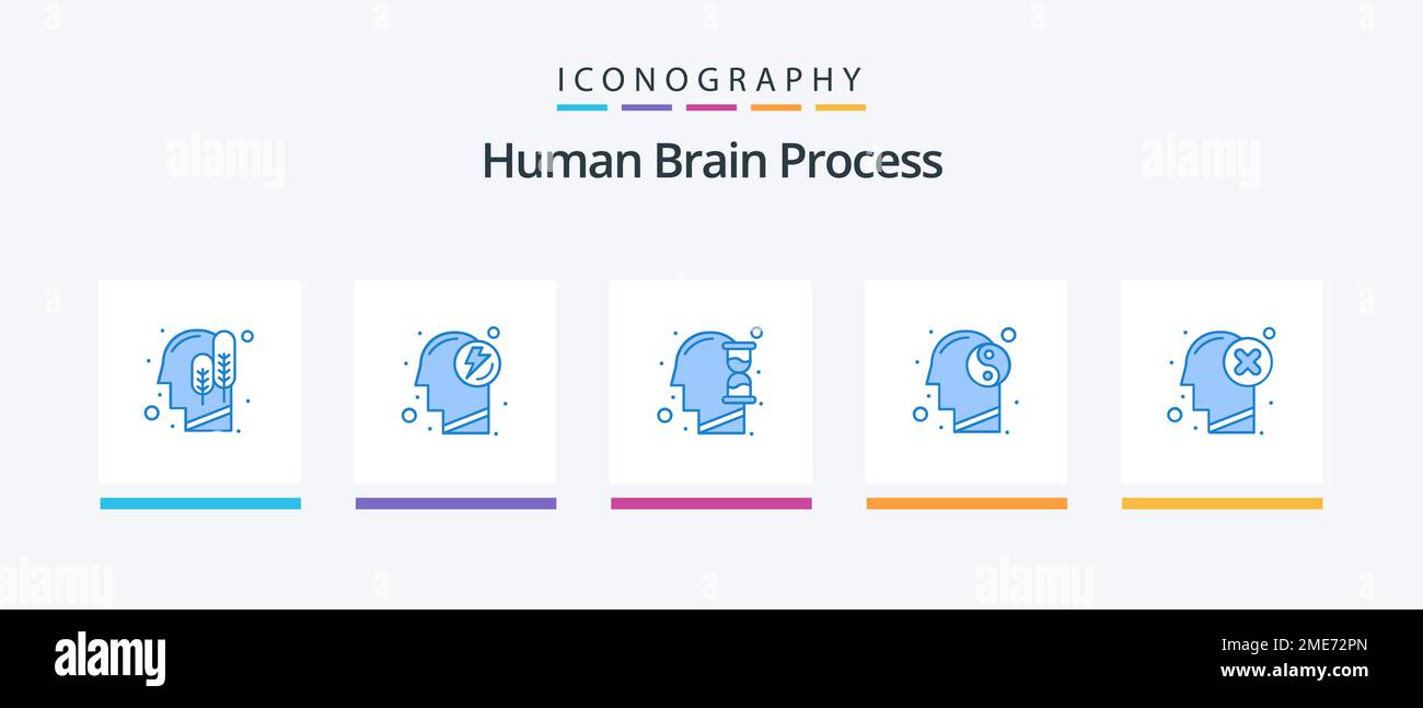 Human Brain Process Blue 5 Icon Pack Including failure. mind. human ...