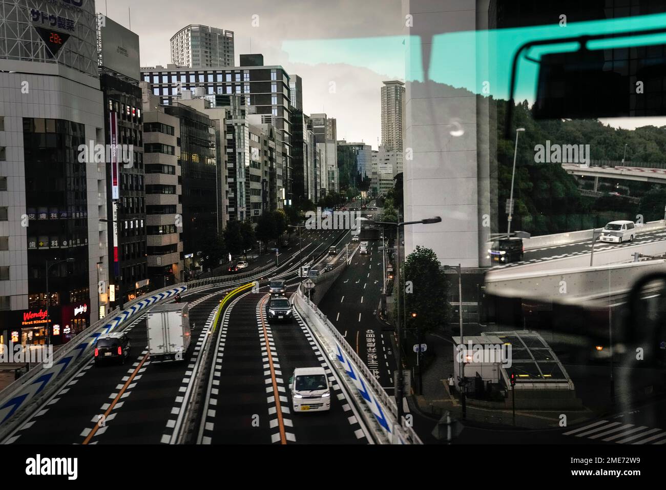A general view of Tokyo is seen from a shuttle bus ahead of the 2020 ...