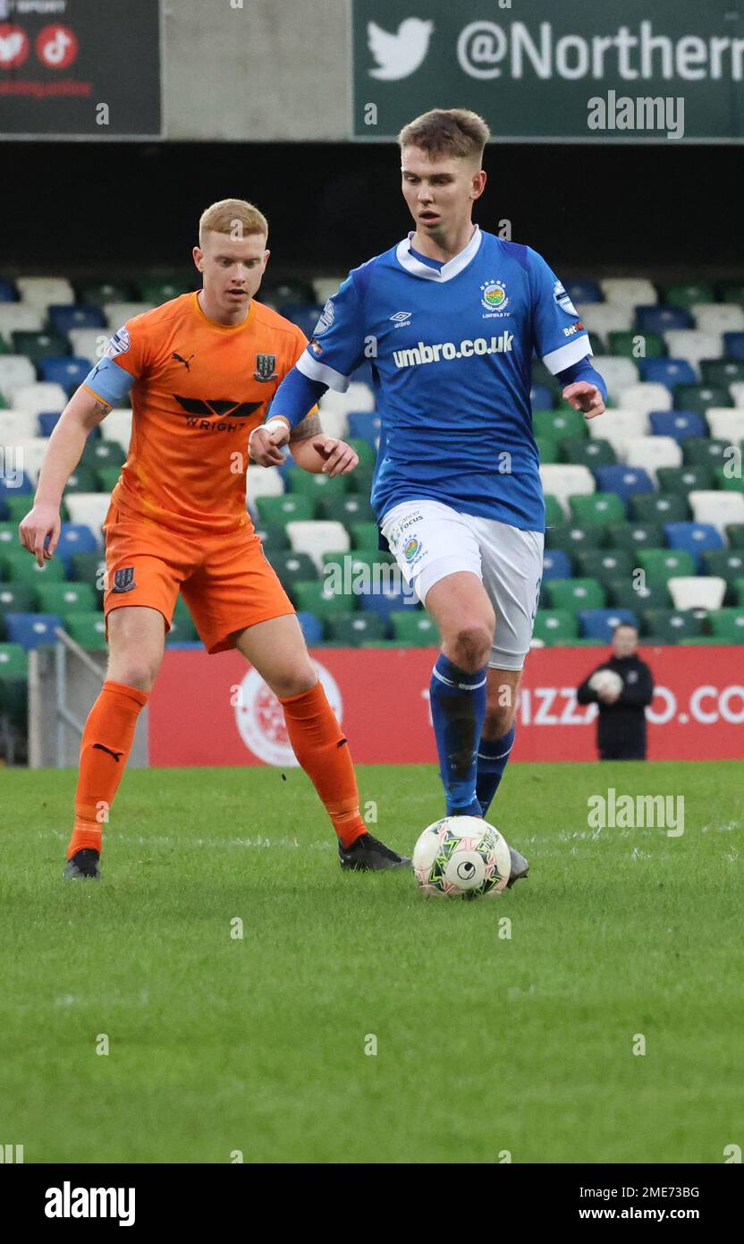 Windsor Park, Belfast, Northern Ireland, UK. 21 Jan 2023. Danske Bank ...