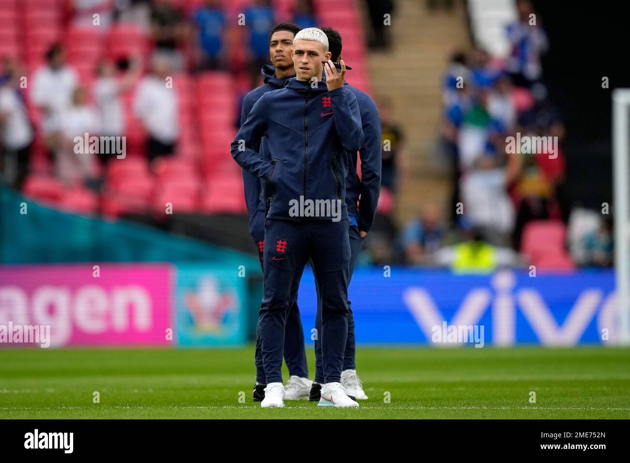 England's Phil Foden walks on the pitch with his team prior the Euro ...