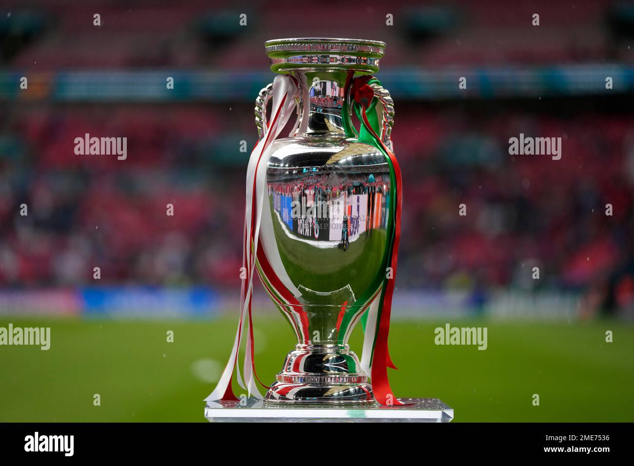 The Henri Delaunay Cup, the trophy for the Euro champion, is presented ...