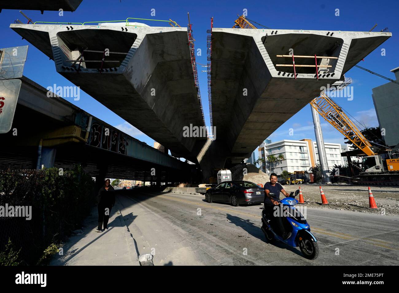 Portions of the new Signature Bridge go up, Friday, May 14, 2021, in ...