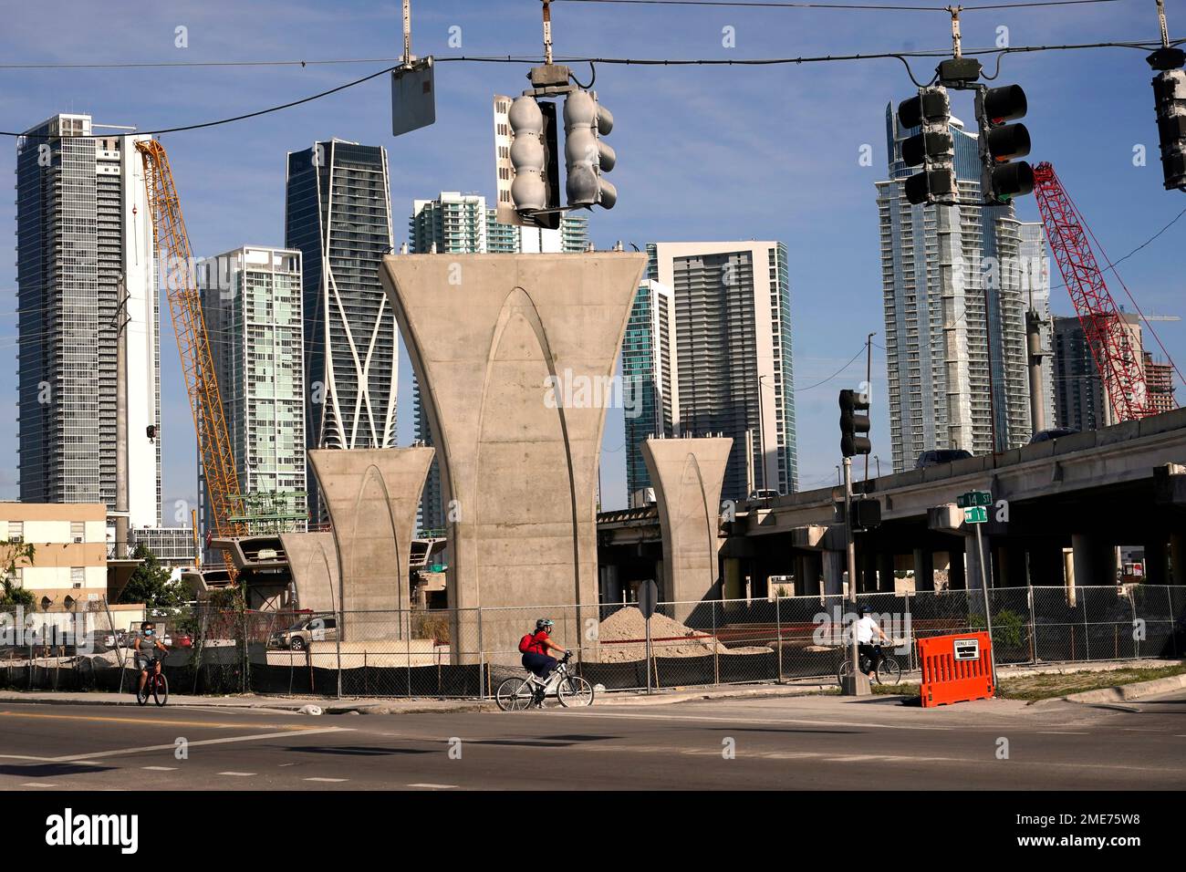 Columns for the new Signature Bridge are in place with the Miami ...