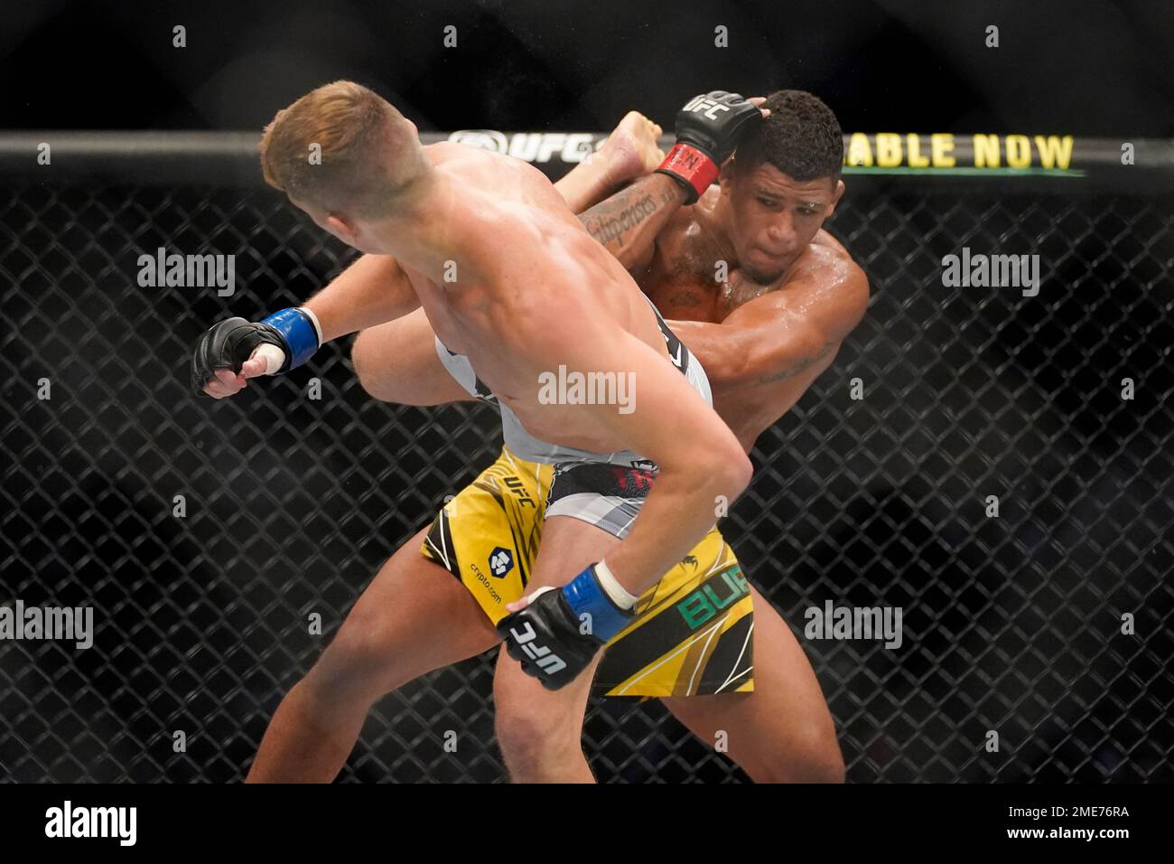 Gilbert Burns, background, fights Stephen Thompson in a UFC 264 ...