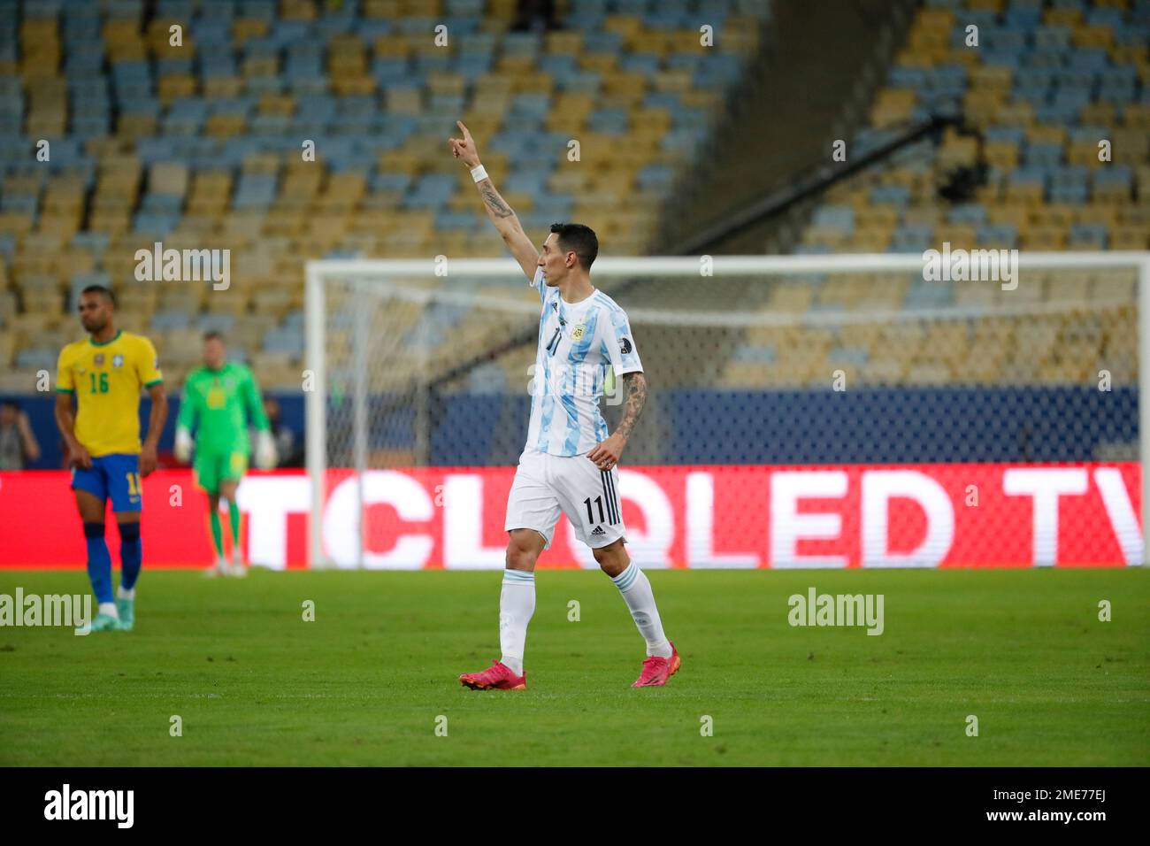 Argentina's Angel Di Maria celebrates scoring his side's opening goal ...