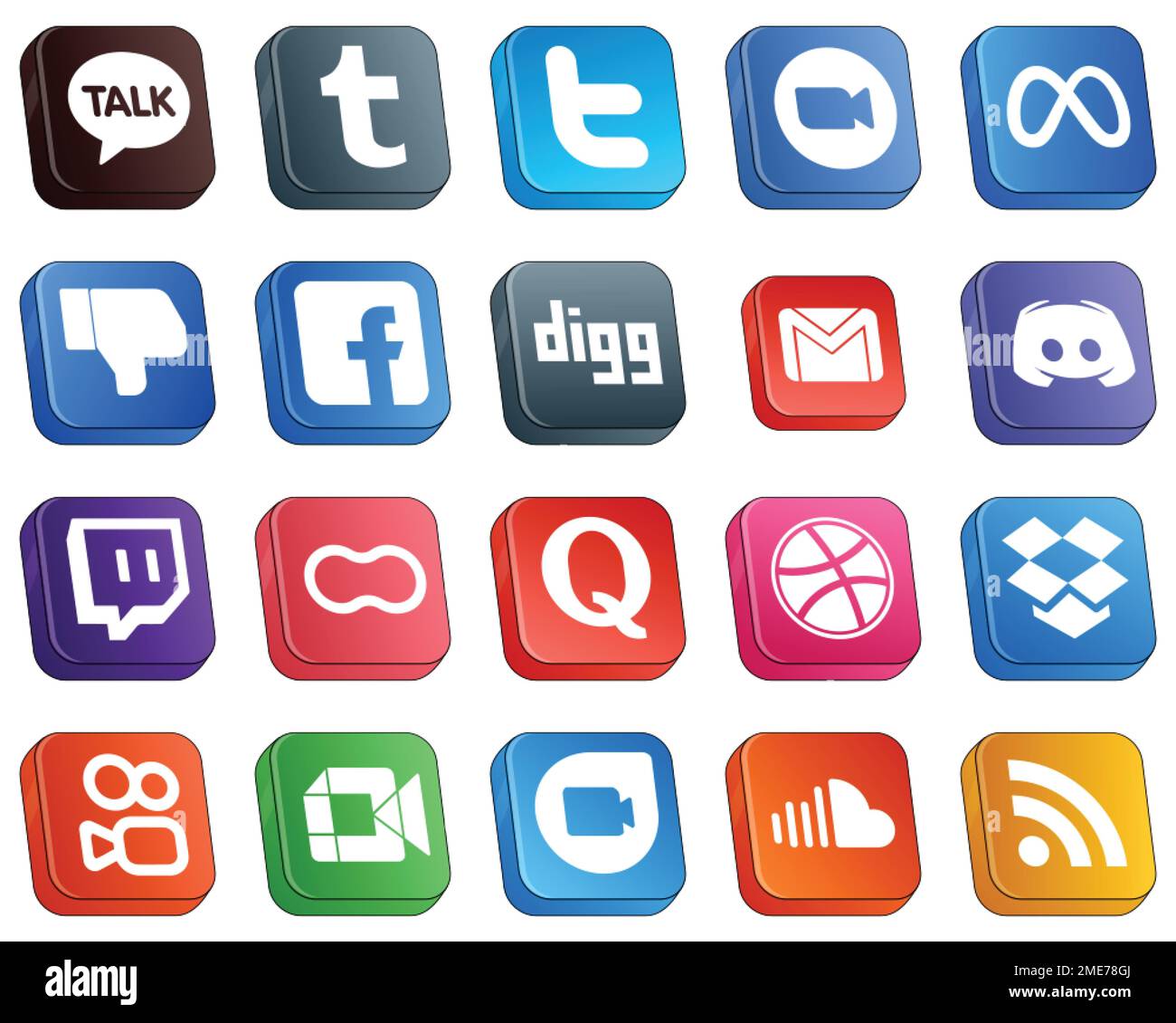 20 Isometric 3D Icons for Top Social Media Platforms such as email ...