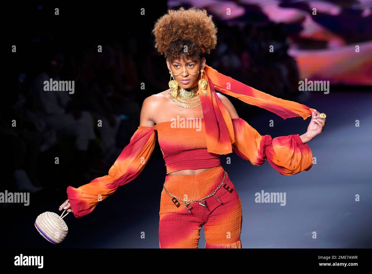 A model walks down the runway in the BFYNE fashion show during Paraiso ...