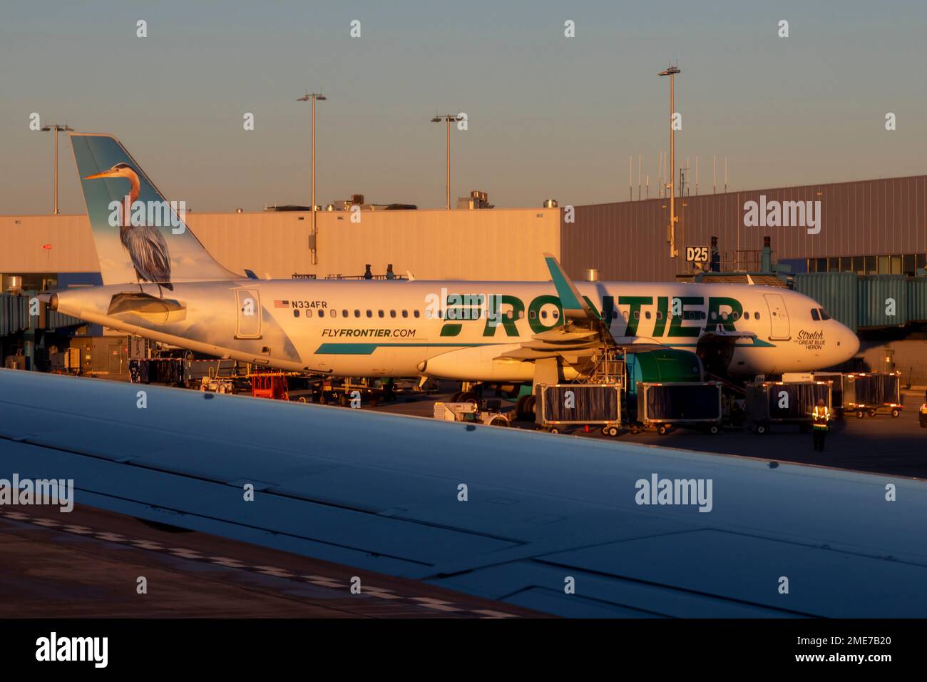Detroit, Michigan - Frontier Airlines jet on the ground at Detroit ...