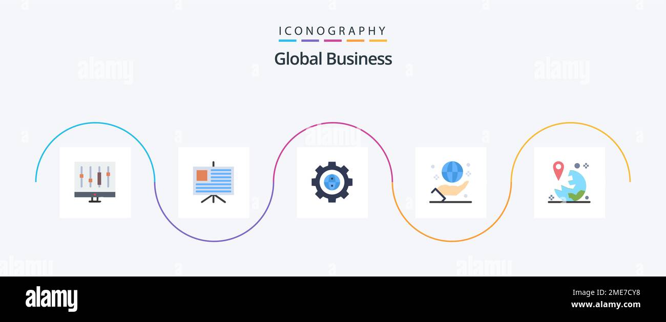 Global Business Flat 5 Icon Pack Including international. globe ...