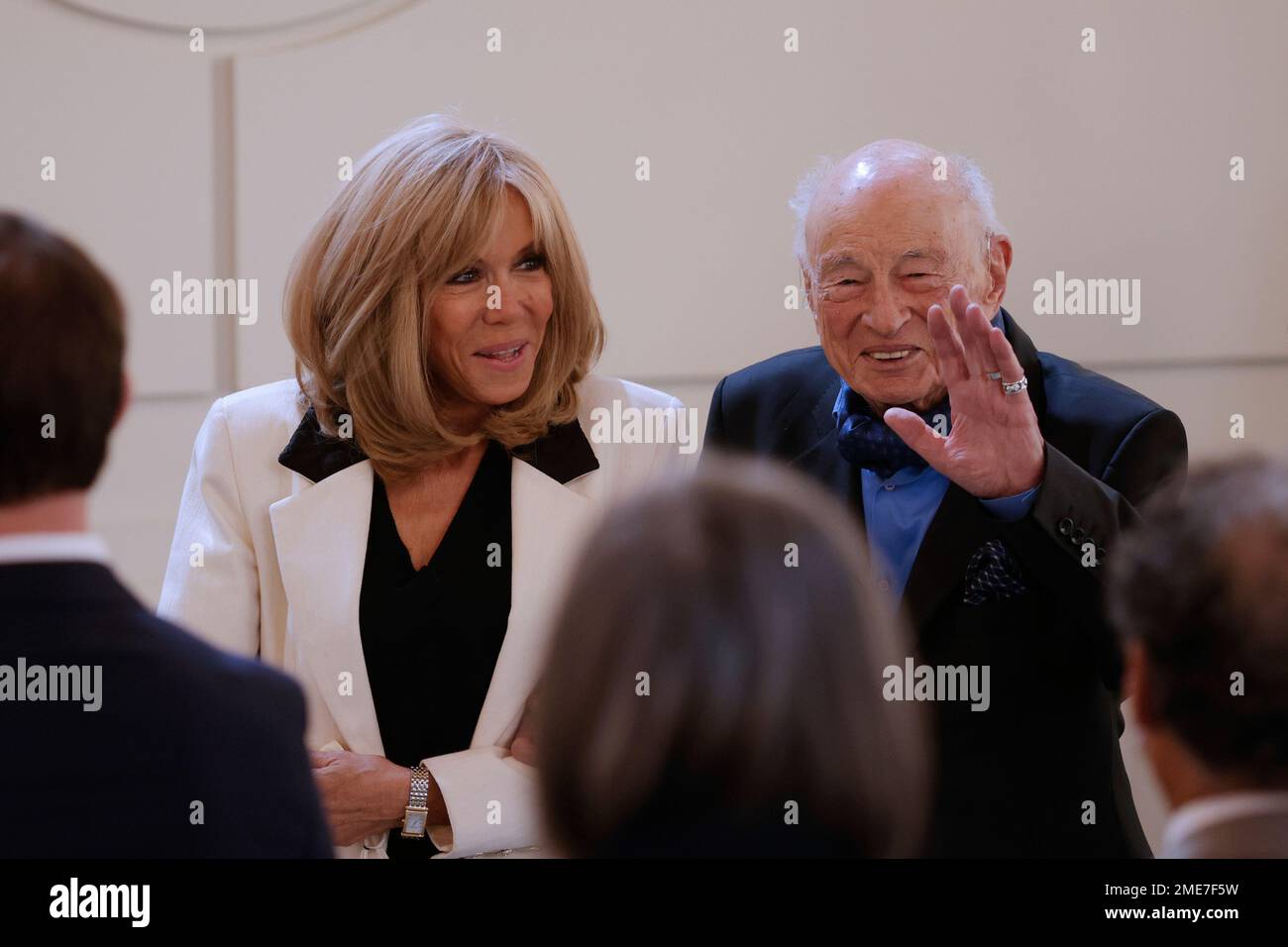 French First Lady Brigitte Macron and French philosopher and ...